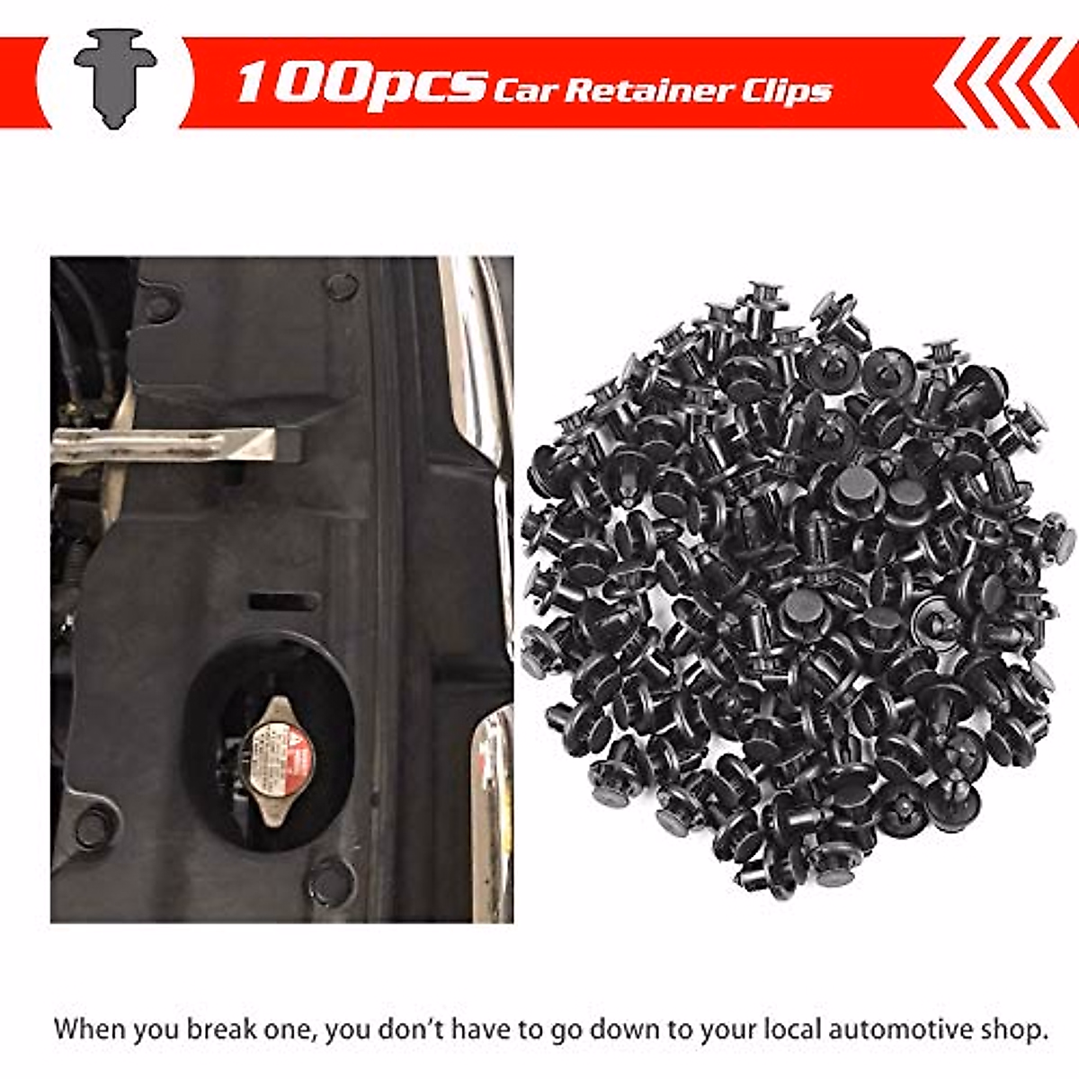 OTUAYAUTO 100PCS Bumper Clips, 10mm Fender Liner Clip for Honda CR-V Accord Civic and Acura, Plastic Rivet Retainer Clips Replace OEM: 91503-SZ3-003