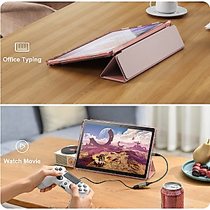 INFILAND Compatible with Samsung Galaxy Tab A8 Case Cover with HD Clear Transparent Back Fit Galaxy Tab A8 10.5 inch 2022 SM-X200/X205/X207 [Auto Wake/Sleep] Rose Gold