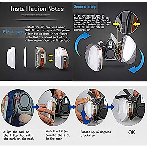 Reusable Face Cover Set for Painting Against Dust/Organic Vapors/Smells/Fumes/Sawdust/Asbestos Suitable for Painting,Staining,Car Spraying,Sanding and Cutting,Large