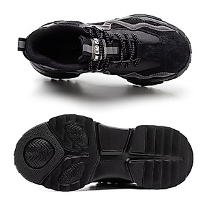 Ruivina Steel Toe Shoes for Women Men Wide fit Work Safety Shoe Lightweight Slip Resistant Comfortable Composite Indestructible Sneakers Black 36