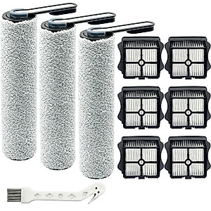 Brush Rollers and Filters Replacement Compatible with Tineco S5 / S5 Pro /S5 Pro 2 / S5 Blue Cordless Wet Dry Vacuum Cleaner- 3 Brush Rollers + 6 Vacuum Filters + 1 Cleaning Tool
