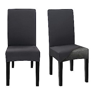 Miaotto Chair Covers for Dining Room Stretch Dining Chair Covers Set of 6 Parsons Chair Slipcover Removable Washable Kitchen Chair Slipcovers for Dining Room Party Banquet,Dark Grey