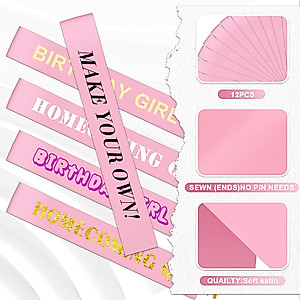 Pink Sash 12 Pcs Light Pink Blank Sash Bulk Breast Cancer Sash Blank Satin Sash Pink Sashes Prom Queen Sash Girl Scout Sash Homecoming Queen Sash Pageant Sash Diy Sash Party Favors Bride To Be Sash