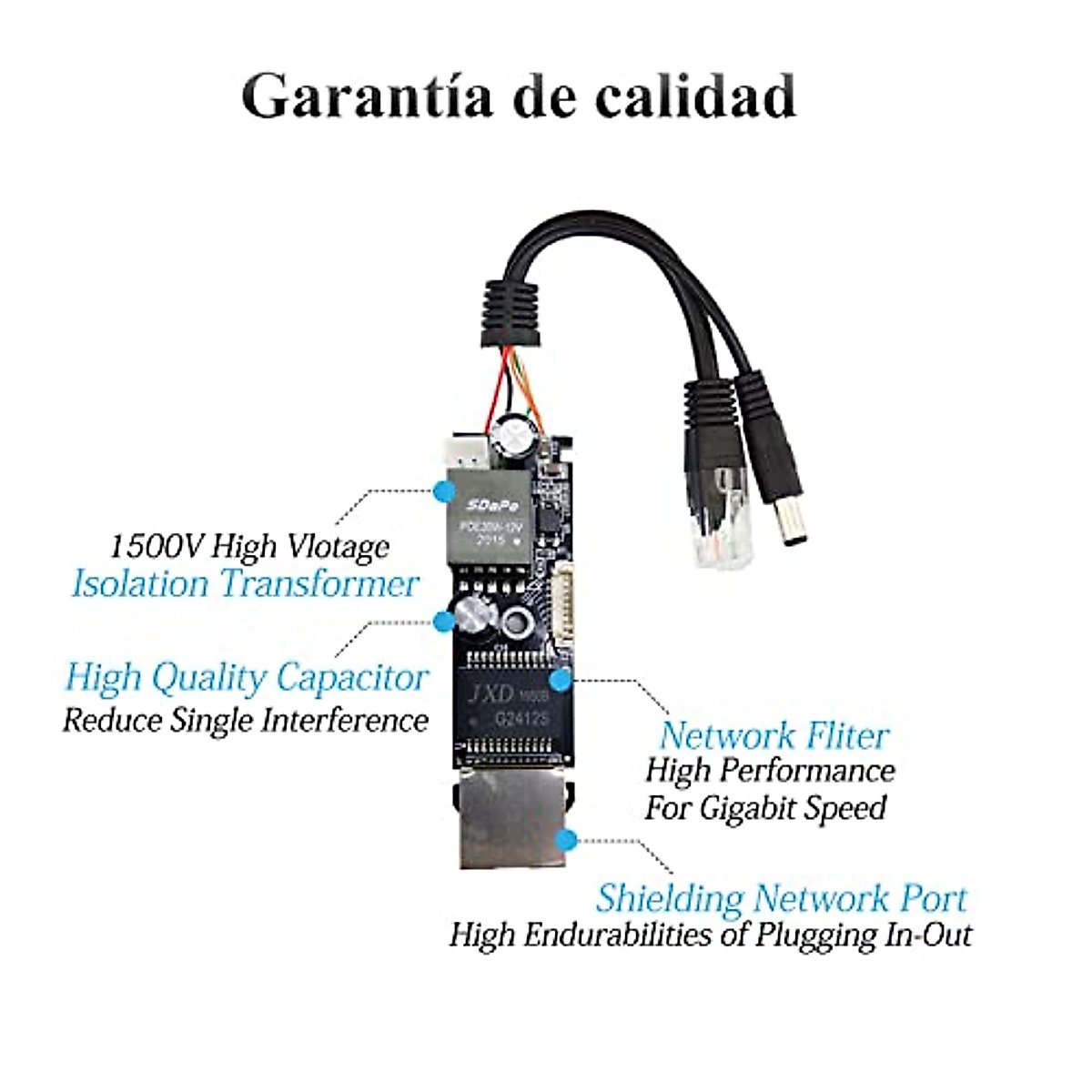 REVODATA Gigabit PoE Splitter 12V 2A Output with IEEE 802.3af/at Standard Compliant 10,100,1000Mbps Power Over Ethernet Splitter Adapter for Security Camera CCTV Surveillance 5.5x2.1mm DC PlugPS5712TG