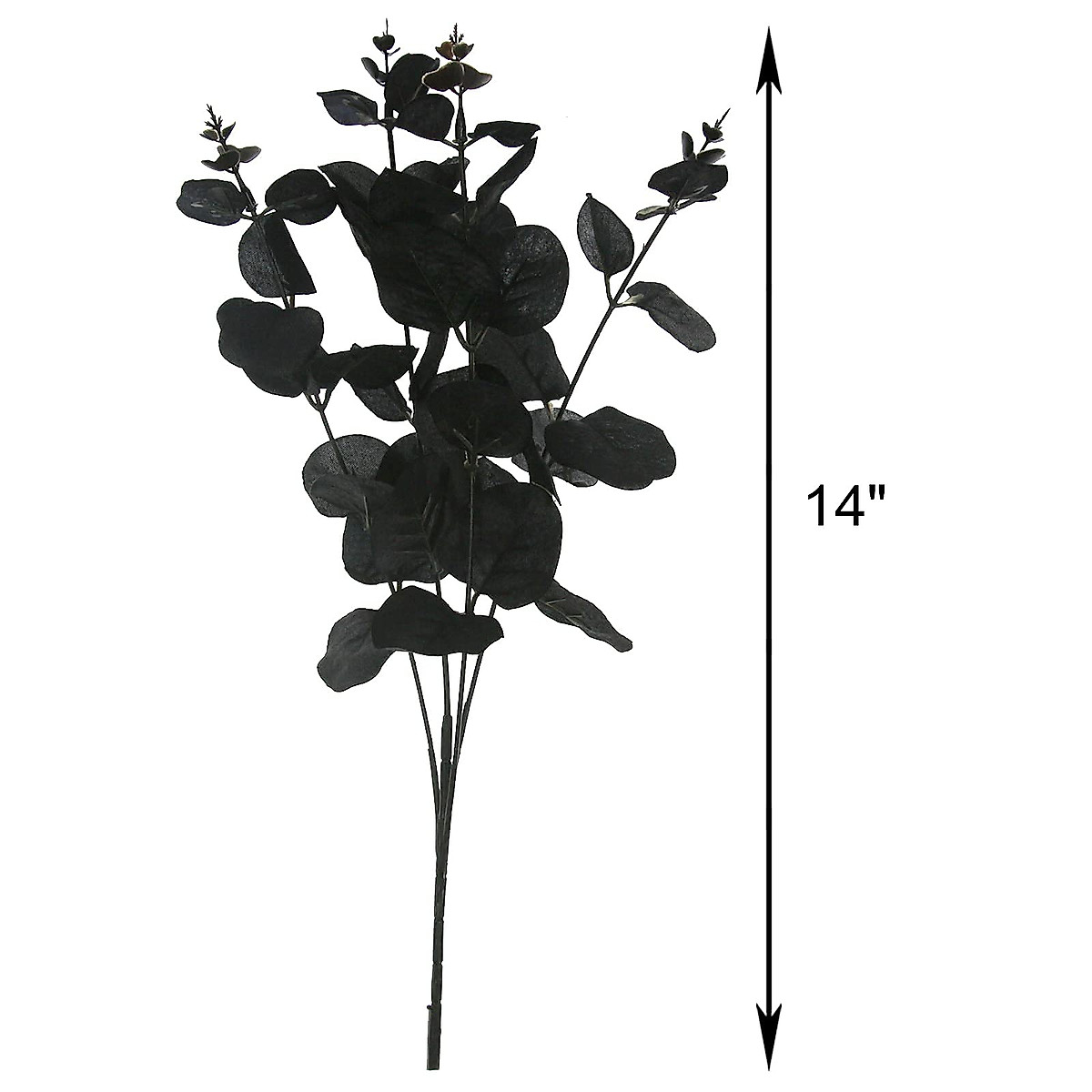 Tinsow 5 Pcs Black Artificial Eucalyptus Stems Faux Eucalyptuses Branches Black Leaf Halloween Centerpiece Halloween Home Decor (Black, 5)