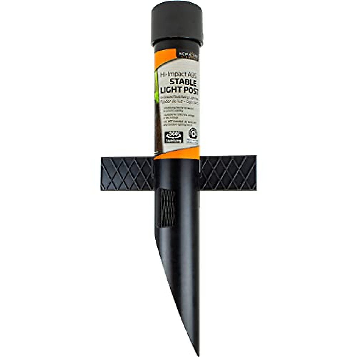 Newhouse Lighting MPOST17 2.5-Inch Outdoor Mounting Post with Cap and Stabilizing Wings for Landscape Flood Lights, Black, 17.63