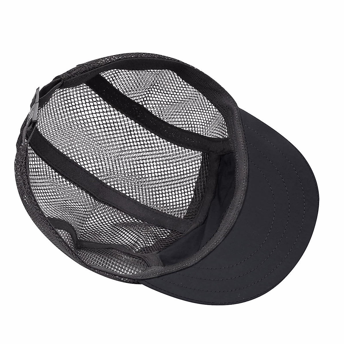 Croogo 5 Panel Short Bill Cap Flat Brim Mesh Baseball Caps Trucker Hat Cooling Breathable Quick Dry Sport Hats,Black-GD16