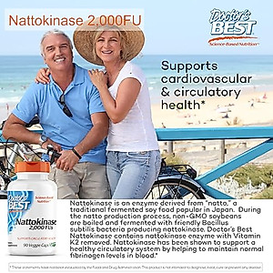 Doctor's Best Nattokinase - 2, 000 FU of Enzyme, Supports Heart Health & Circulatory & Normal Blood Flow, Non-GMO, Gluten Free, Vegan, 90 VC (DRB-00125)