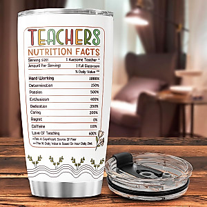 HUBUPU Teacher Gifts, Teacher Plant Seeds, Tumblers For Women Teachers Gift Steel Pack Music Appreciation Stainless Cups Coffee, Tumbler 20 Oz With Lid And Straw