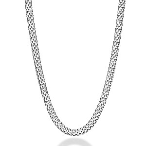 Miabella 925 Sterling Silver Italian 4mm Mesh Link Chain Necklace for Women, Made in Italy (Length 18 Inches (Small))