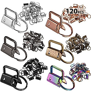 120 Pieces Key Fob Hardware 6 Colors Keychain Fob Wristlet Hardware with Key Ring Key Fob Chain Hardware 1 Inch