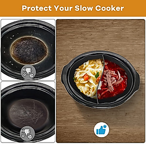 Horuhue Silicone Slow Cooker Liners Fit for Crockpot & Hamilton Beach 6-7QT, Silicone Slow Cooker Divider Liner, Reusable/BPA Free/Slow Cooker Accessories Cooking Liner for Most 6 Quart Slow Cooker