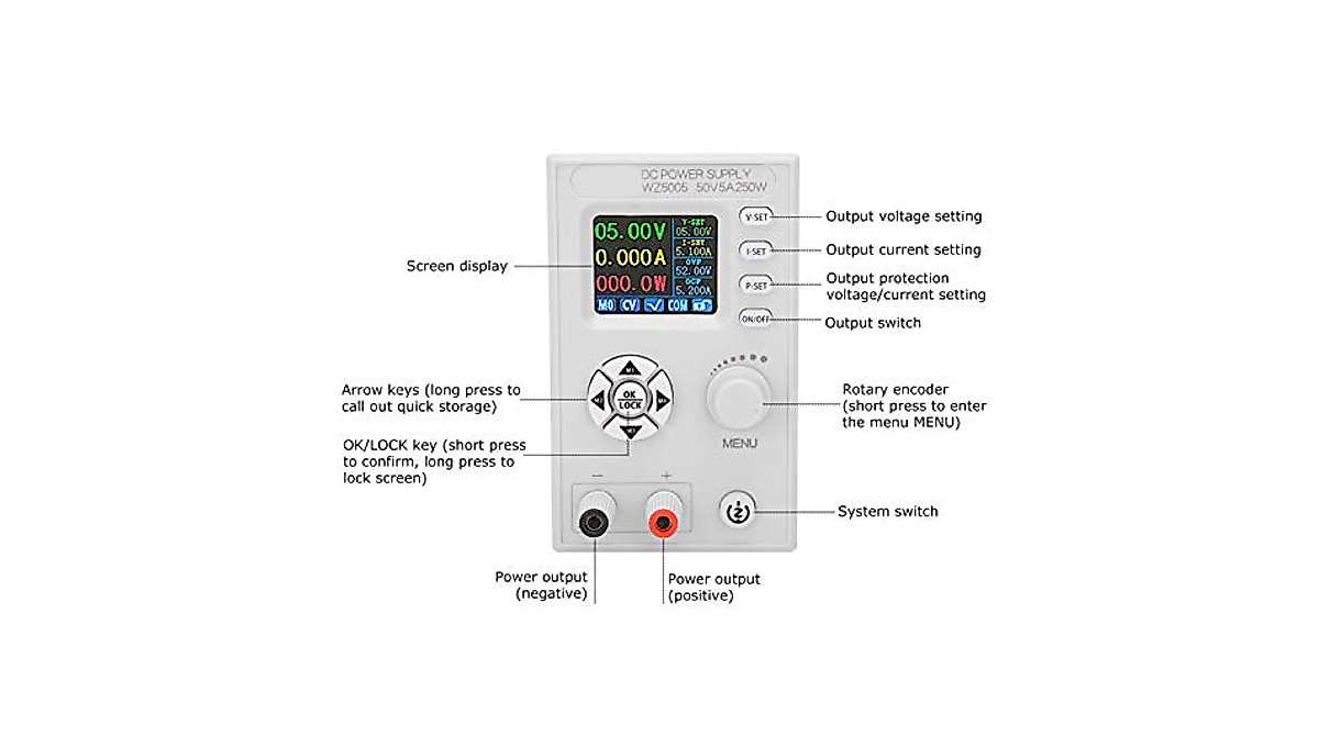 Adjustable 0-50V DC Power Supply with LCD Display