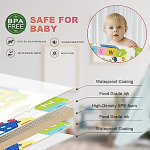 Mergren Extra Large Baby Play Mat 79" x 71"x 0.4": Reversible, Double-Sided Crawling Foam Mat for Infants and Toddlers - BPA-Free, Non-Toxic, Anti-Slip,Portable Folding - Indoor and Outdoor Use