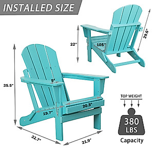 Betterhood Adirondack Chair, Folding Fire Pit Chair for Patio Garden Backyard Pool Deck Firepit and Beach, Blue