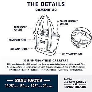 YETI Camino 20 Carryall with Internal Dividers, All-Purpose Utility Bag, High Desert Clay