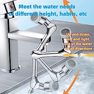 Faucet Extender for Bathroom Sink,2 Mode-1080° Rotatable Faucet Aerator Swivel Faucet Attachment, Rotating Faucet Extender for Washing Eye/Hair/Face Robotic Arm Swivel Extension Faucet Aerator