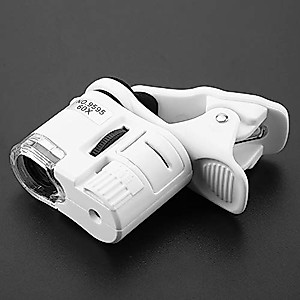 LED UV Light Magnifying Glass Mini Mobile Phone Microscope, Cell Phone Clip On Microscope, 9595W 60X Jewelry and Antique Evaluating for Currency Detecting