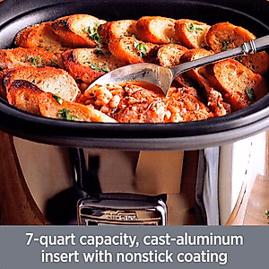 All-Clad Stainless Steel Electric Slow Cooker 7 Quart, Aluminum Insert, Programmable LCD Screen Digital Timer, SD700350, Silver