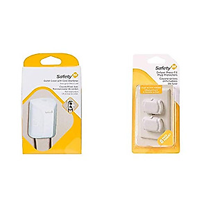 Safety 1st Outlet Cover with Cord Shortener for Baby Proofing with Safety 1st Deluxe Press Fit Outlet Plugs, 8 Count