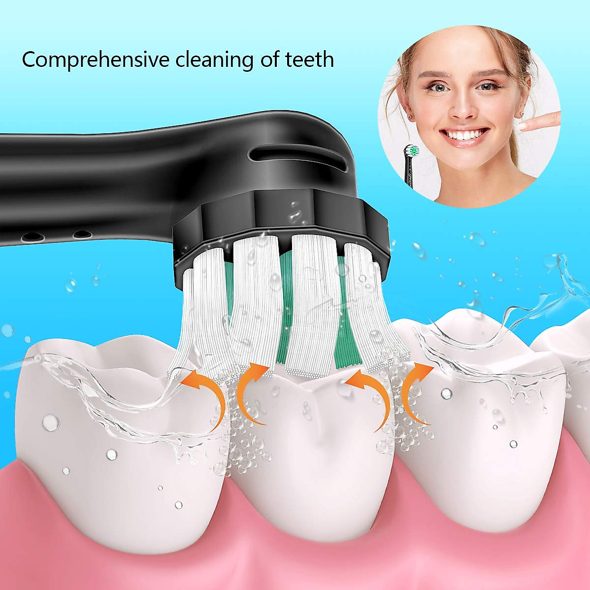 Toptheway Replacement Toothbrush Heads Compatible with Oral B Braun Pro 1000 Cross Action Precision Clean 7000 9600 500 3000 8000 Electric Toothbrush, 16 Pack (Black)