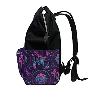 My Little Nest Large Capacity Baby Diaper Bag Boho Chic Indian Dream Catcher Feathers Pattern Durable Multi Function Travel Backpack for Mom Girls