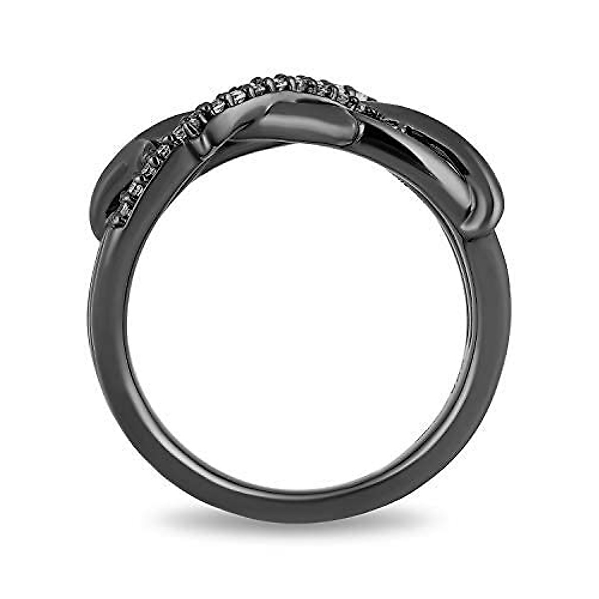 Jewelili Enchanted Disney Fine Jewelry Sterling Silver with Black Rhodium 1/6 Cttw Diamond Maleficent Ring Size 8