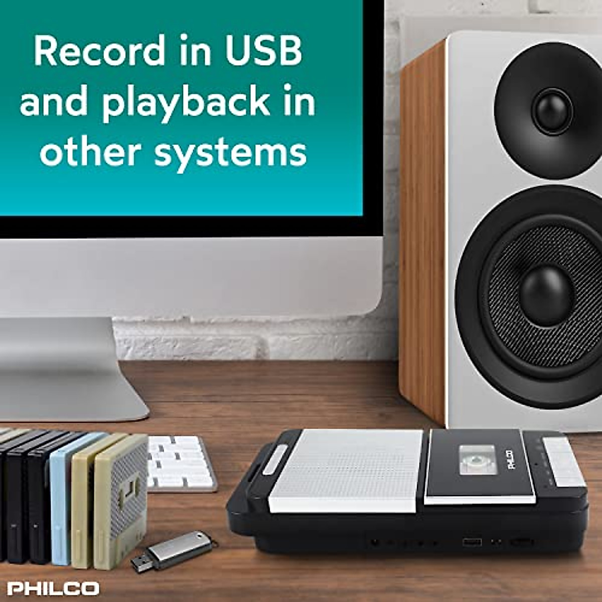 PHILCO Digital Cassette Recorder – Portable Tape Player, Recorder & Cassette to MP3 Converter