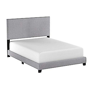 Crown Mark Erin Upholstered Panel Bed in Gray, Queen