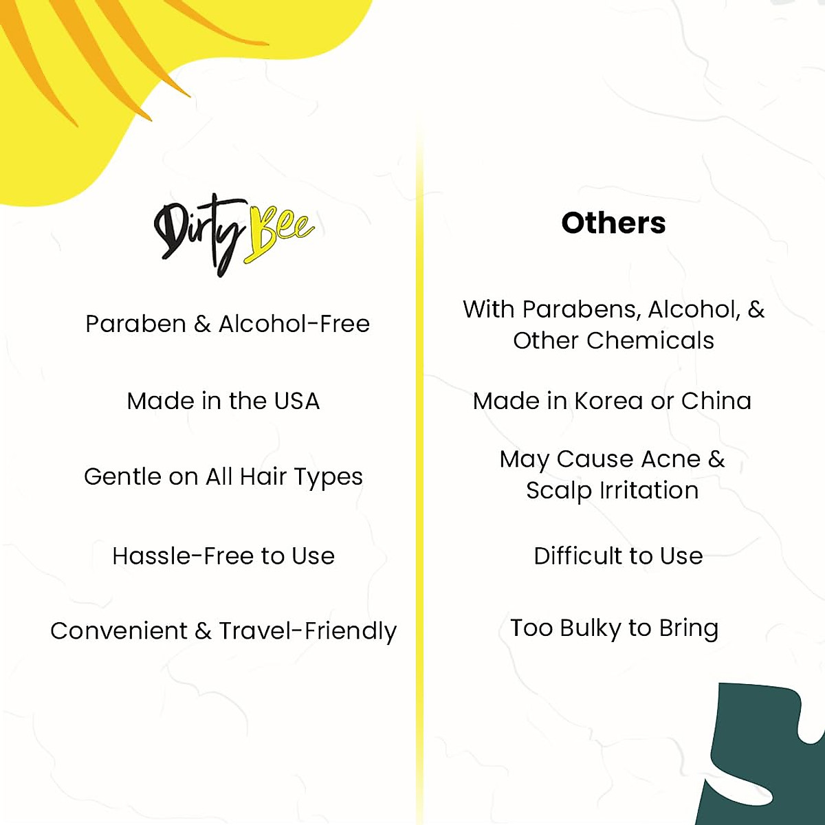 Dirty Bee Vegan Conditioner Bar - All Natural Deep Conditioner for Dry Damaged Hair - Cleansing, Smoothing & Volumizing Straight & Curly Hair Care Products Travel Size, 50-75 Washes