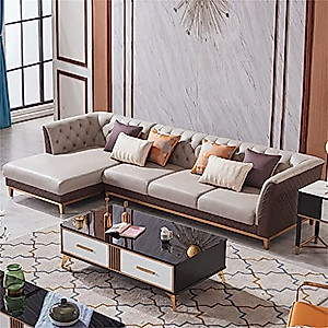 FZZDP Antique Imported Leather Three-Person Sofa Recliner Full-Size Sofa Bed Sofa Combination Furniture