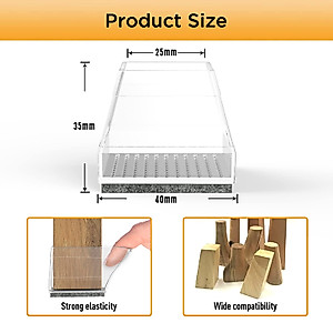 Square Chair Leg Protectors for Hardwood Floors,16 Pcs Silicone Felt Furniture Legs Caps to Prevent Floor from Scratches and Reduce Noise, Easy to Move,1.26-1.57",Clear.
