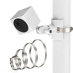 Holaca Pole Mounting Bracket for Wyze Cam Outdoor/V3/V3 Pro/V4,Adjustable Wall Mount for Wyze Camera Home Camera System,Applicable Pipe Diameter Size 1.18-7.87 inch (30mm-200mm) White