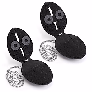 Cedilis 2 Pack Police Badge Holder with Metal Clip, Made of PU Leather, Professional Use for Law Enforcement, Universal, Free Neck Chain, Oval, Black, Badge Not Included