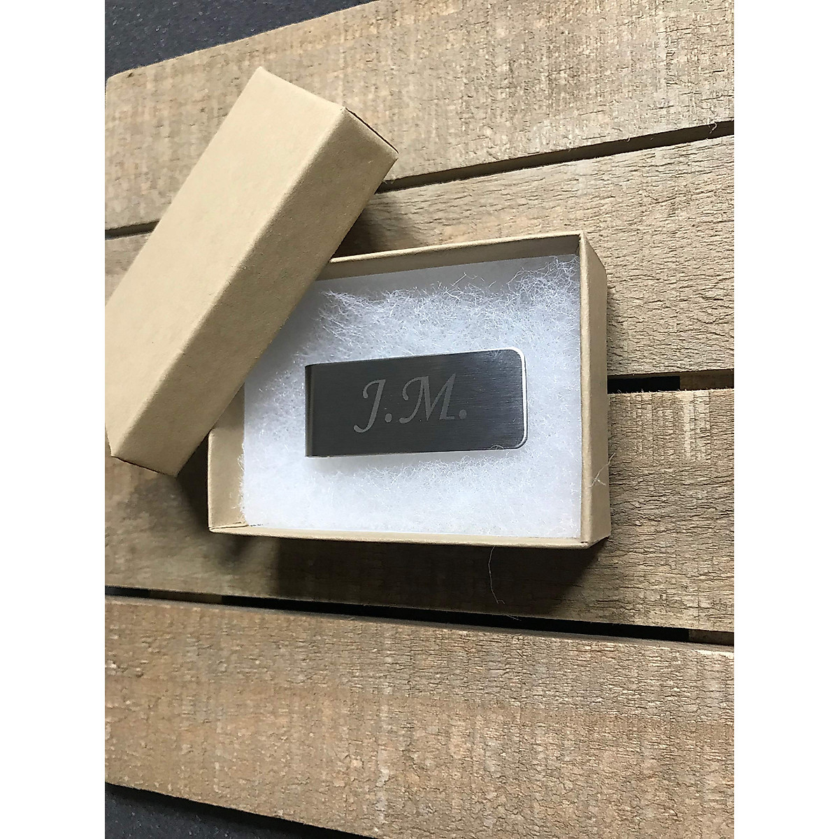 Custom engraved Money Clip initials name word wallet