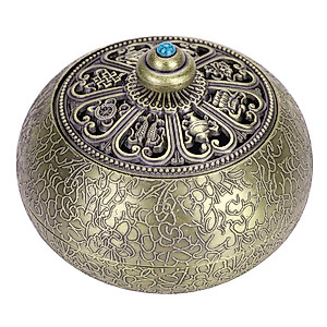 Incense Burner Holder Alloy Censer Burner with Hollow Cover Buddha Metal Incense Stick Holder Windproof Sandalwood Charcoal Stove Church Censer Ash Catcher for Home Office Tea House Yoga Studio Decor