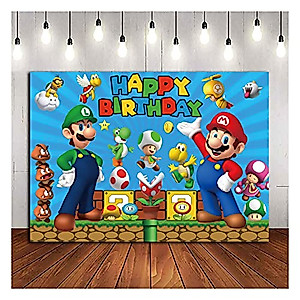 Cartoon Coin Video Game Happy Birthday Theme Photography Backdrops 5x3ft Children Boys Birthday Party Decor Supplies Cake Table Decor Kids Shoot Photo Backgrounds Props