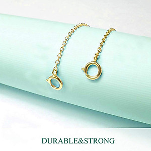 FENCCI 14K Solid Gold Chain Necklace Extender 4 Inch, Delicate Durable Adjustable Gold Chain Extender for Gold Necklace Bracelet Anklet (4 inch-Yellow Gold)