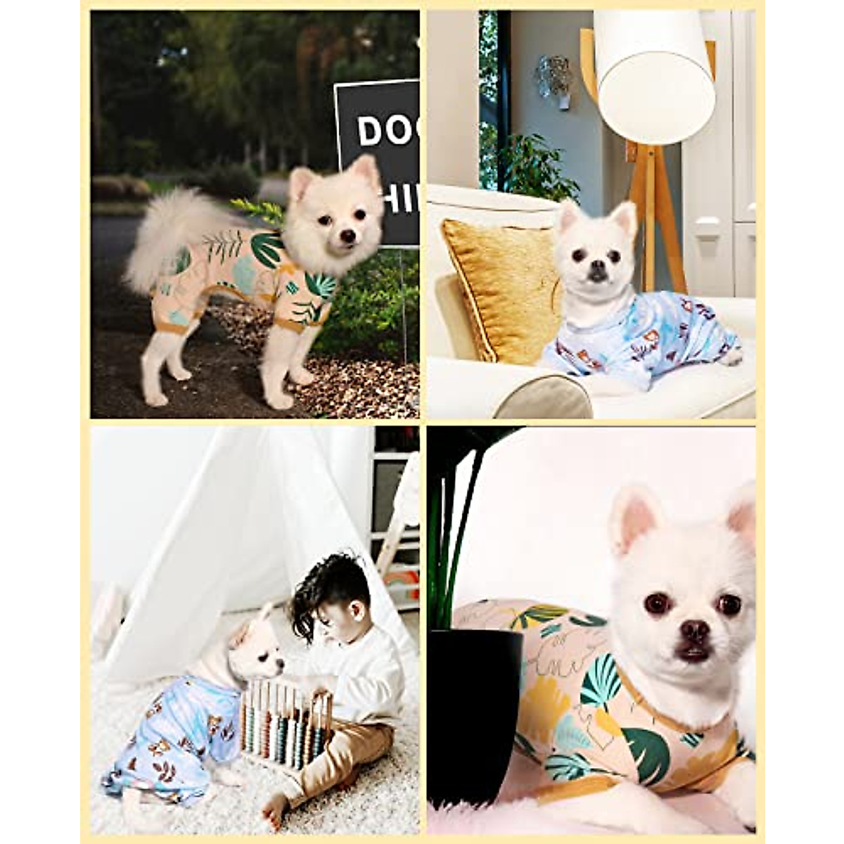 Topkins Dog Pajamas, Breathable Dog Pjs 4 Legs Dog Shirts, Soft Puppy Pajamas for Small Medium Sized Dogs (2 Pieces)