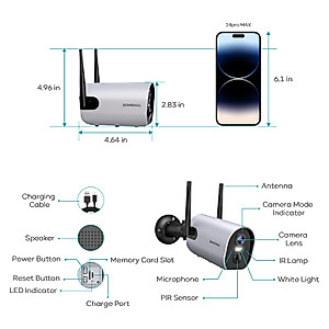 ZUMIMALL Security Cameras Wireless Outdoor - 2K Solar Powered Security Camera with 3MP Color Night Vision, Outdoor WiFi Surveillance Camera /2 Way Talk/PIR Motion Detection/Spotlight/IP66 Waterproof
