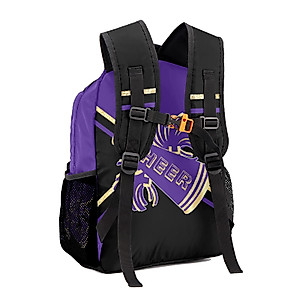 BigBigift Personalized Cheer Blue Black Cheerleaders Multifuction Backpack with Name Text for Women Men Gift, 12.2(L)x5.9(W)x16.5(H)inch