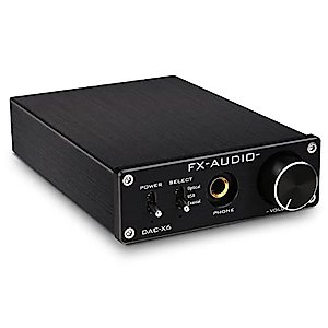 FX-Audio DAC-X6 Mini HiFi 2.0 Digital Audio Decoder DAC Input USB/Coaxial/Optical Output RCA/Headphone Amp 24Bit/96KHz DC12V (Black)