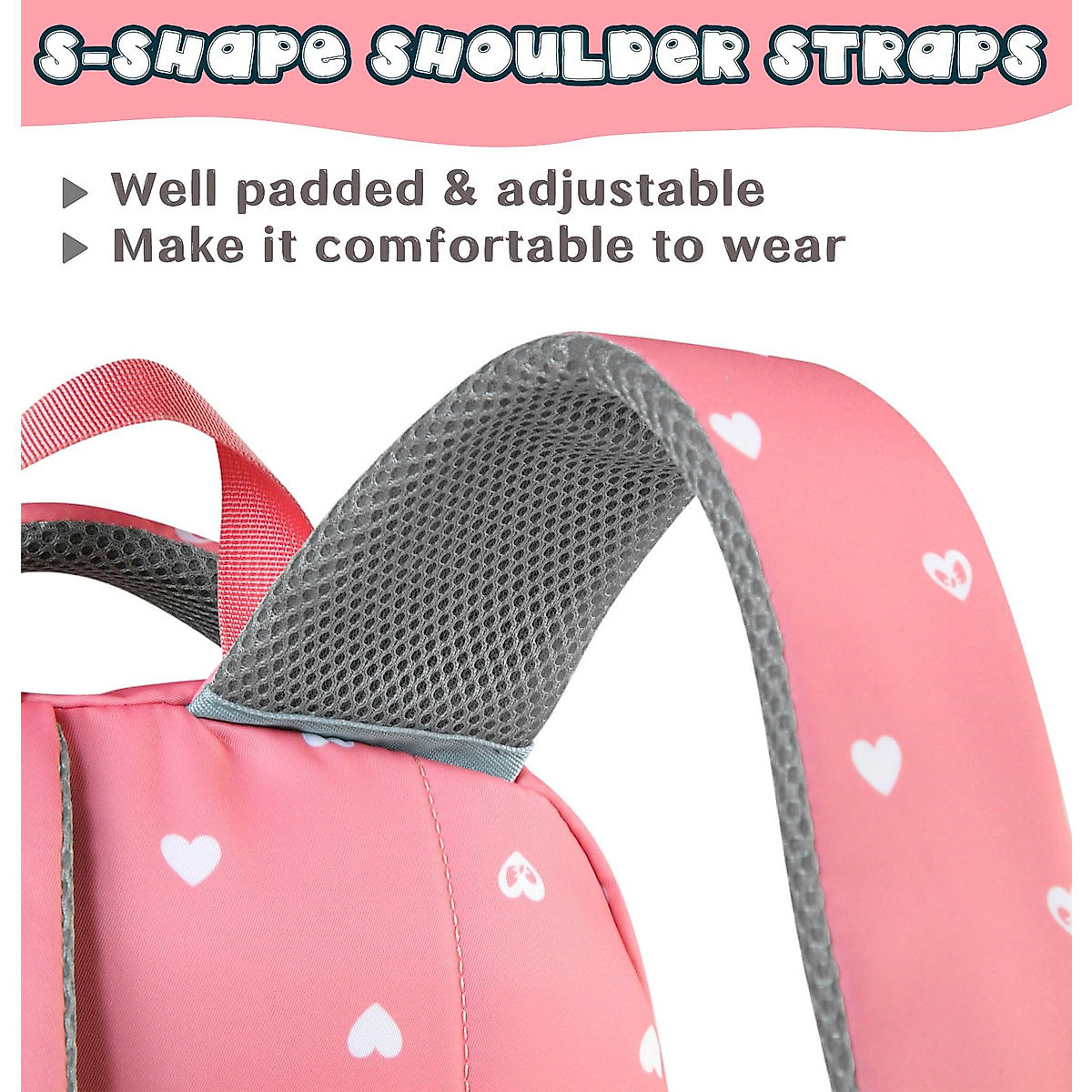 BLUEFAIRY Lightweight Water Resistant Backpack for Girls, Pink, 5-9 Years, Laptop Compartment, Adjustable Shoulder Straps, Breathable Mesh