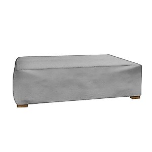 Large Slim Outdoor Ottoman or Coffee Table Cover - Outdoor Square Table Covers - Patio Ottoman Washable - Heavy Duty Furniture 50x26x20 Grey