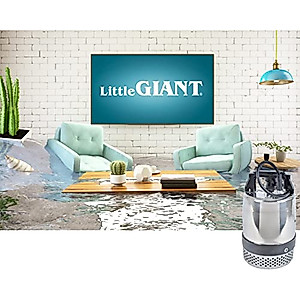 Little Giant FLS-400, 115-Volt, 3600 GPH, 1/2 HP Heavy-Duty Manual Stainless Steel Submersible Utility Pump with 20-Ft. Cord, Steel, 620240