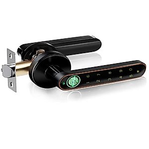 Seculiving Fingerprint Door Lock, Bedroom Biometric Thumb Print Door Knobs for Homes/Master Room/Garage/Office, Silent Digital Indoor Door Handle with Keypads & Keys
