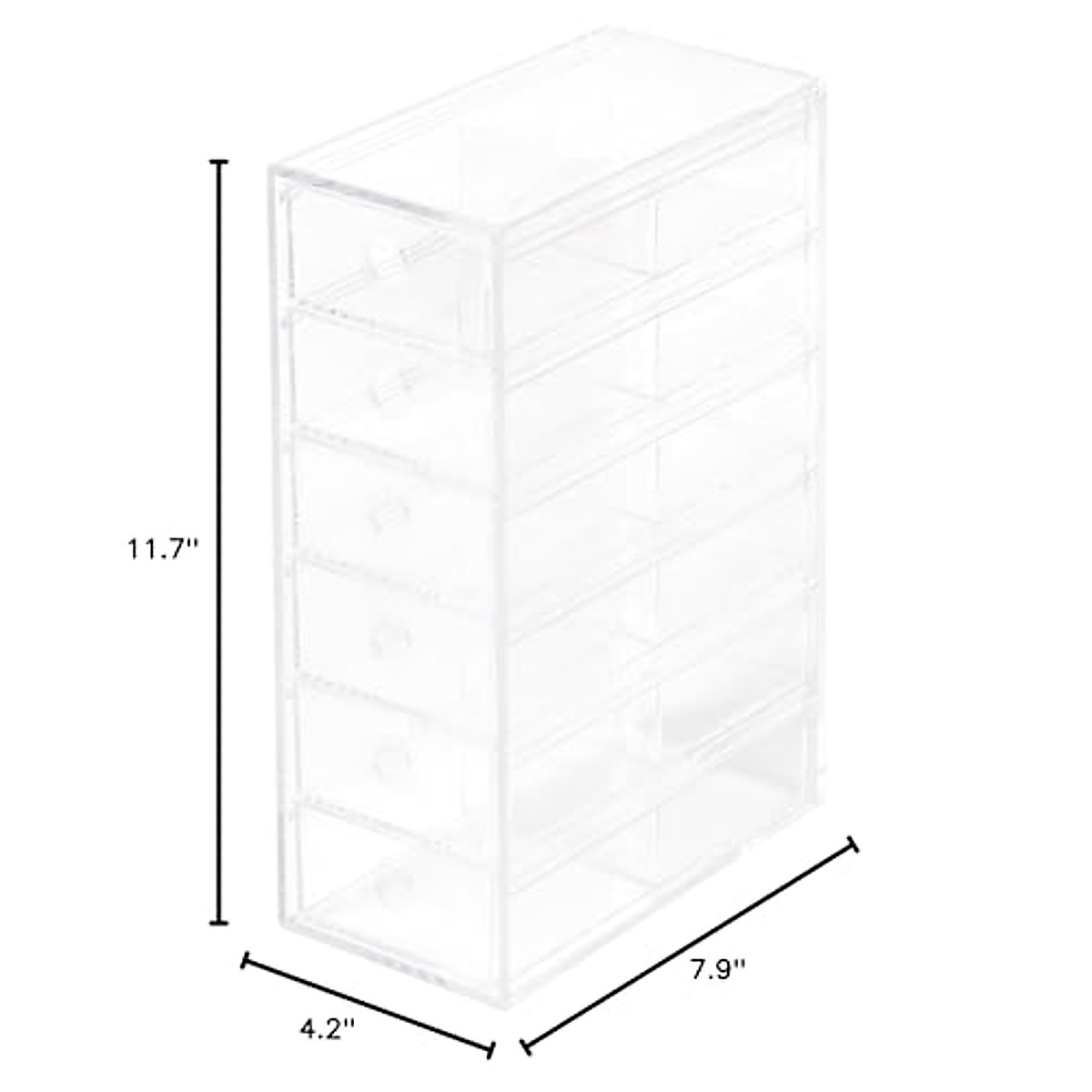 Richards Homewares Clearly Chic Slim Organizer, Large 6-Drawer, Clear