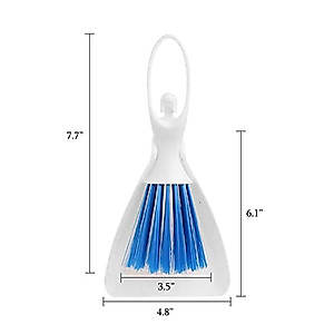 SEIS 3 Pack Hamster Dustpan and Broom Set Mini Guinea Pig White Dancer Design Besom Chinchillas Sweeper Cavy Cage Clean Hedgehogs Scooper for Small Animal (Blue)