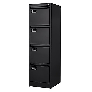 AFAIF 4 Drawer File Cabinet with Lock, Metal File Cabinets for Home Office,18" Deep Vertical Black Filing Cabinets Office Storage Cabinet for Letter/Legal / A4 / F4 Size, and File Folders