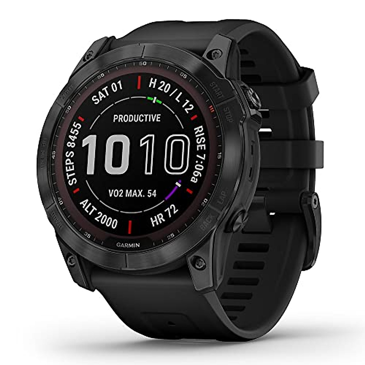PlayBetter Garmin Fenix 7X Sapphire Solar (Black DLC Titanium) Multisport GPS Smartwatch Gift Box Bundle - Training, Sleep/Health Tracking - includes Screen Protectors, Adapter, Charger & Case